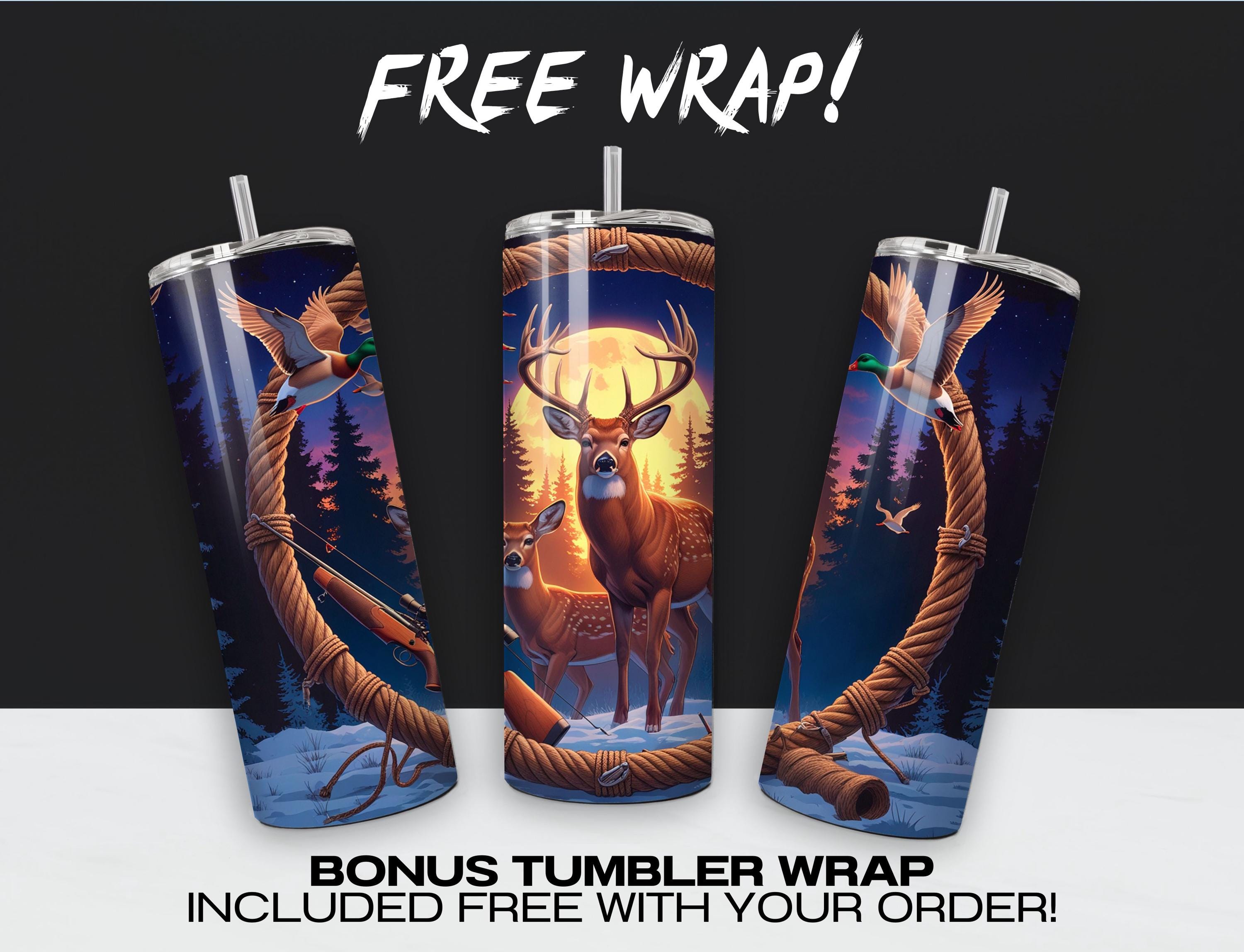 Vintage Deer Tumbler Wrap PNG, Aurora Borealis Deer, Graphic Style ...