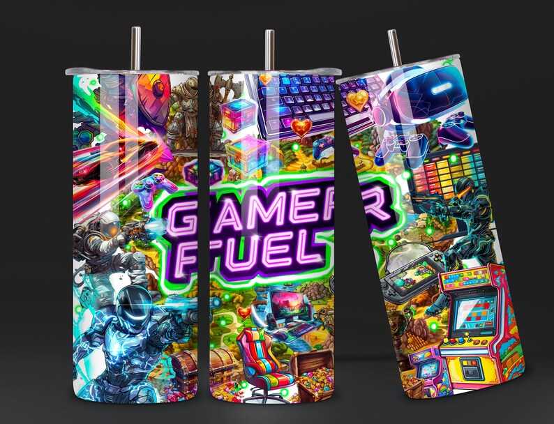 Gaming Tumbler Wrap PNG, 20 Oz Sublimation Design, Video Game, PC ...