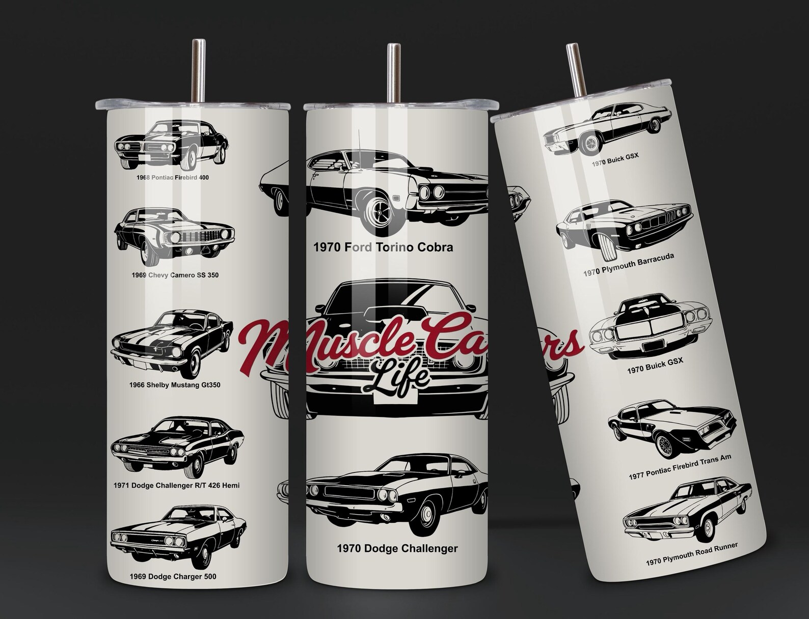 Muscle Car Tumbler Wrap PNG, 20 Oz Sublimation Design, Classic Car ...