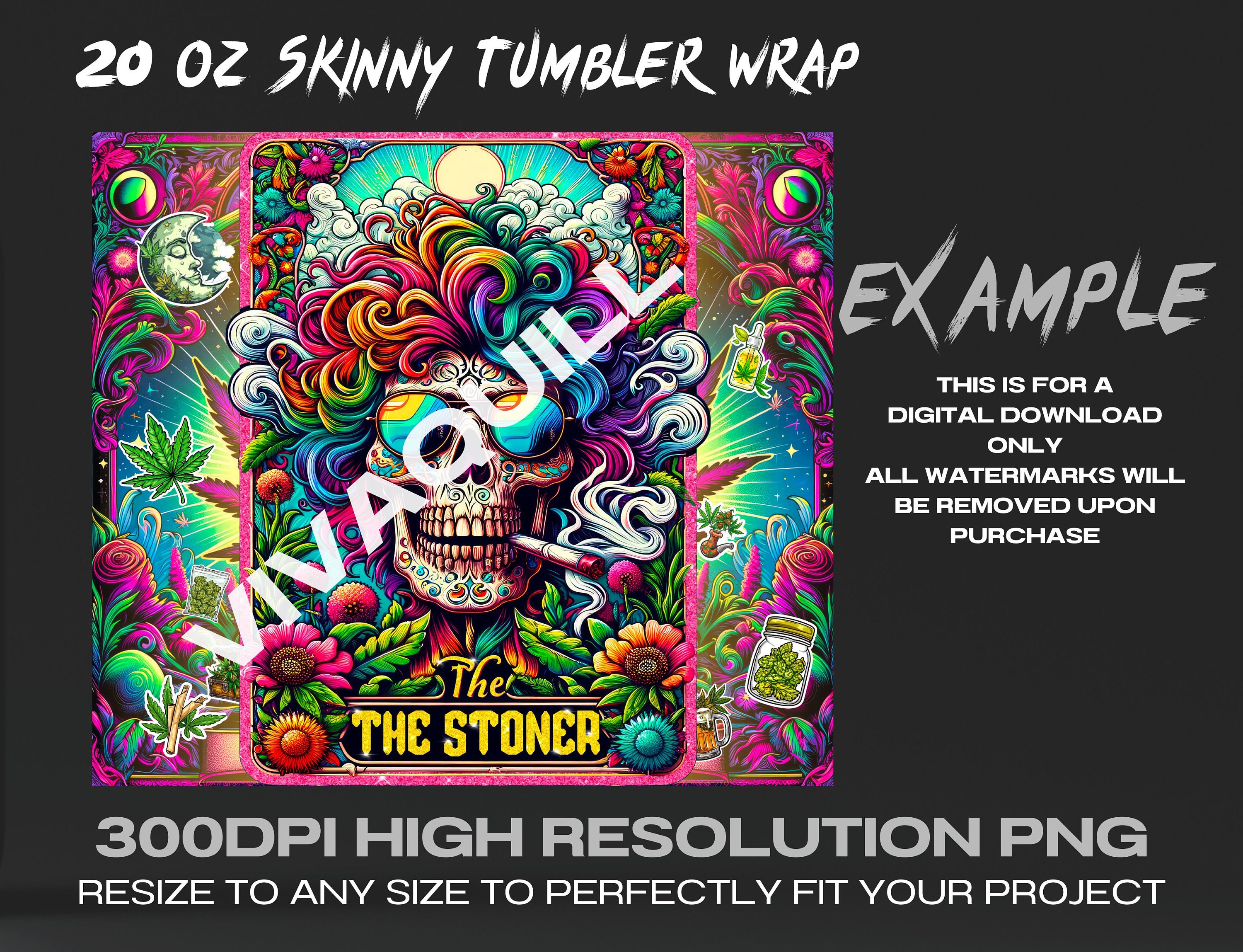 The Stoner Retro Skeleton Tarot Cards Tumbler Wrap PNG, Marijuana ...