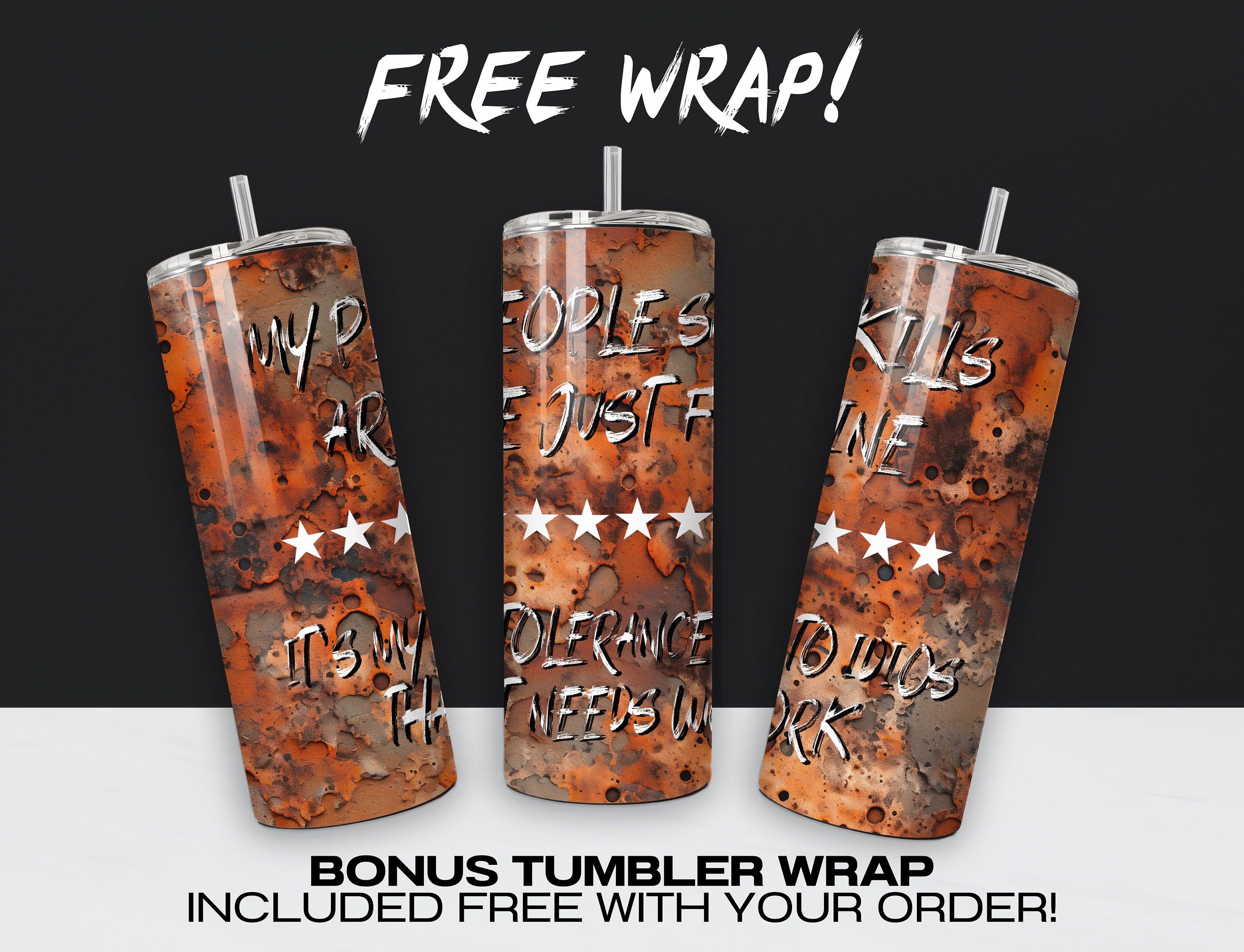Rusty Metal Funny Tumbler Wrap for Men, People Skills 20oz Skinny ...