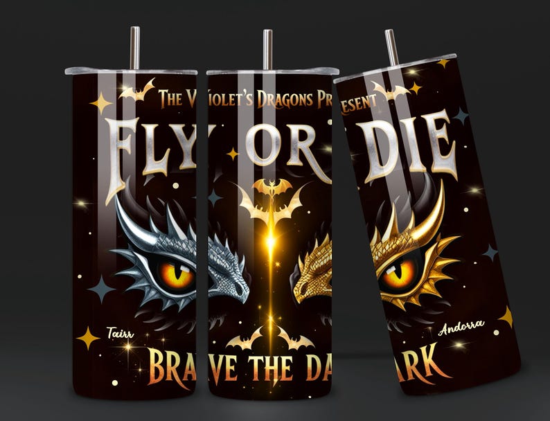 Dragon Rider Tumbler Wrap PNG, Onyx Storm Brave the Dark, Fantasy Book ...