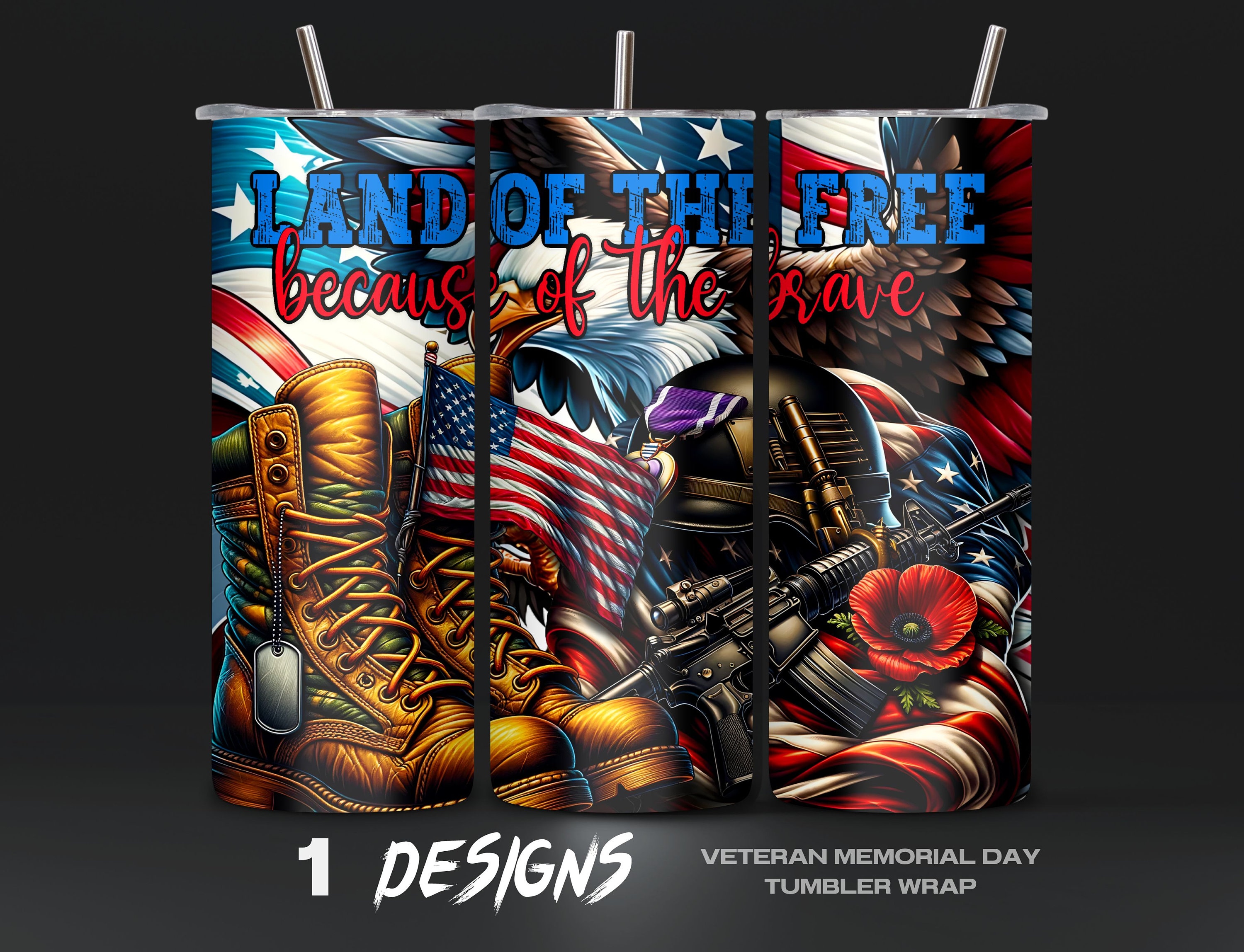 Veteran Memorial Day Tumbler Wrap 20oz, Sublimation Design, Digital ...
