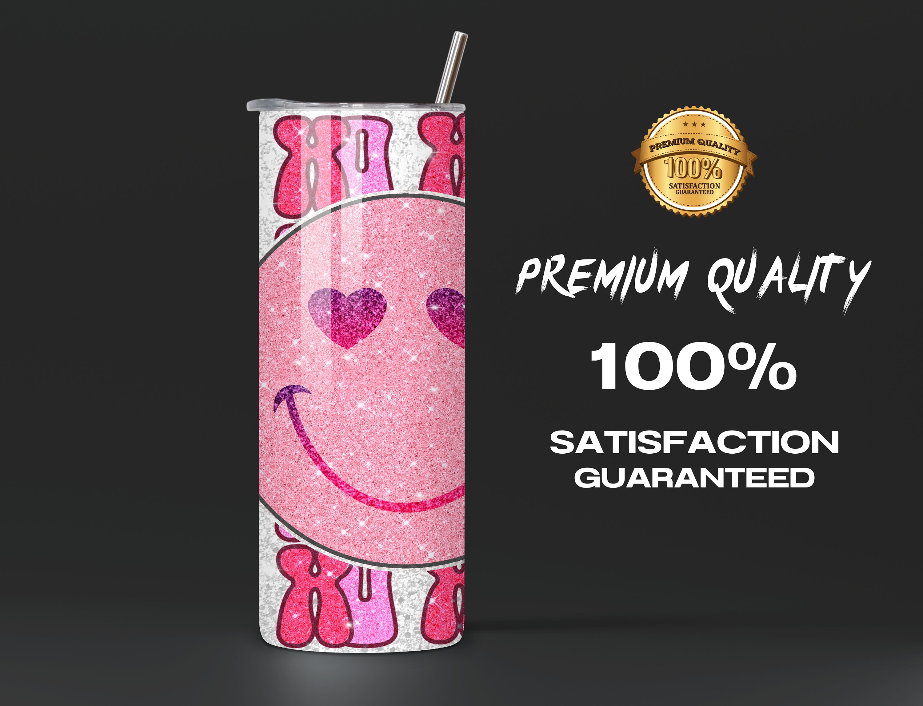 XOXO Smiley Glitter Tumbler Wrap PNG, Digital Download Sparkle Cup ...
