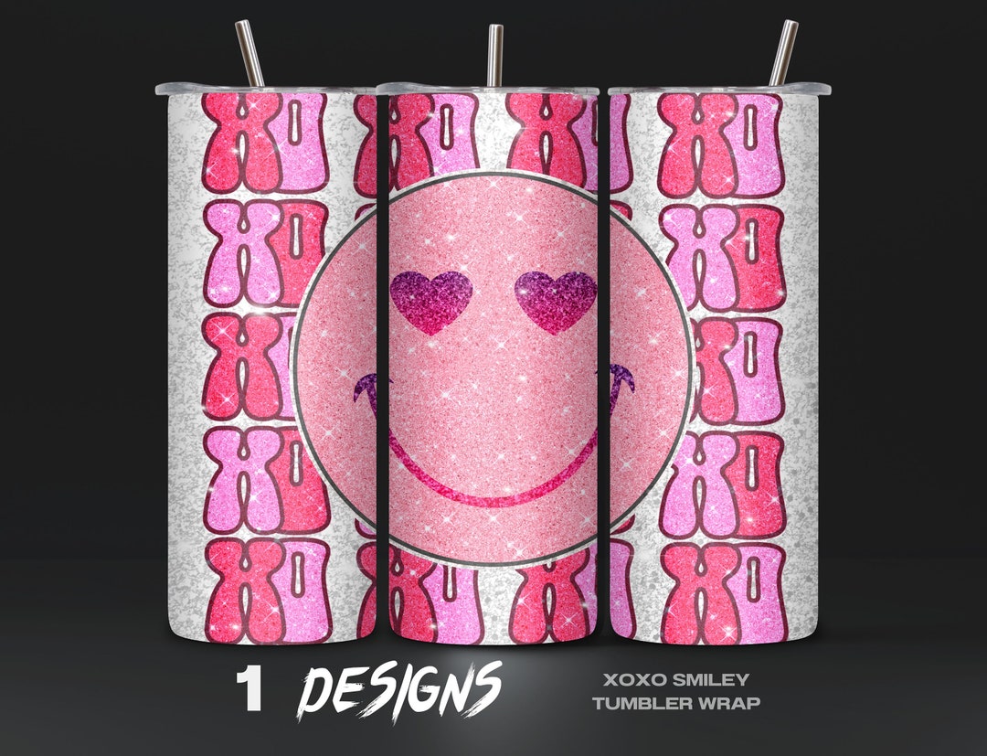 XOXO Smiley Glitter Tumbler Wrap PNG, Digital Download Sparkle Cup ...
