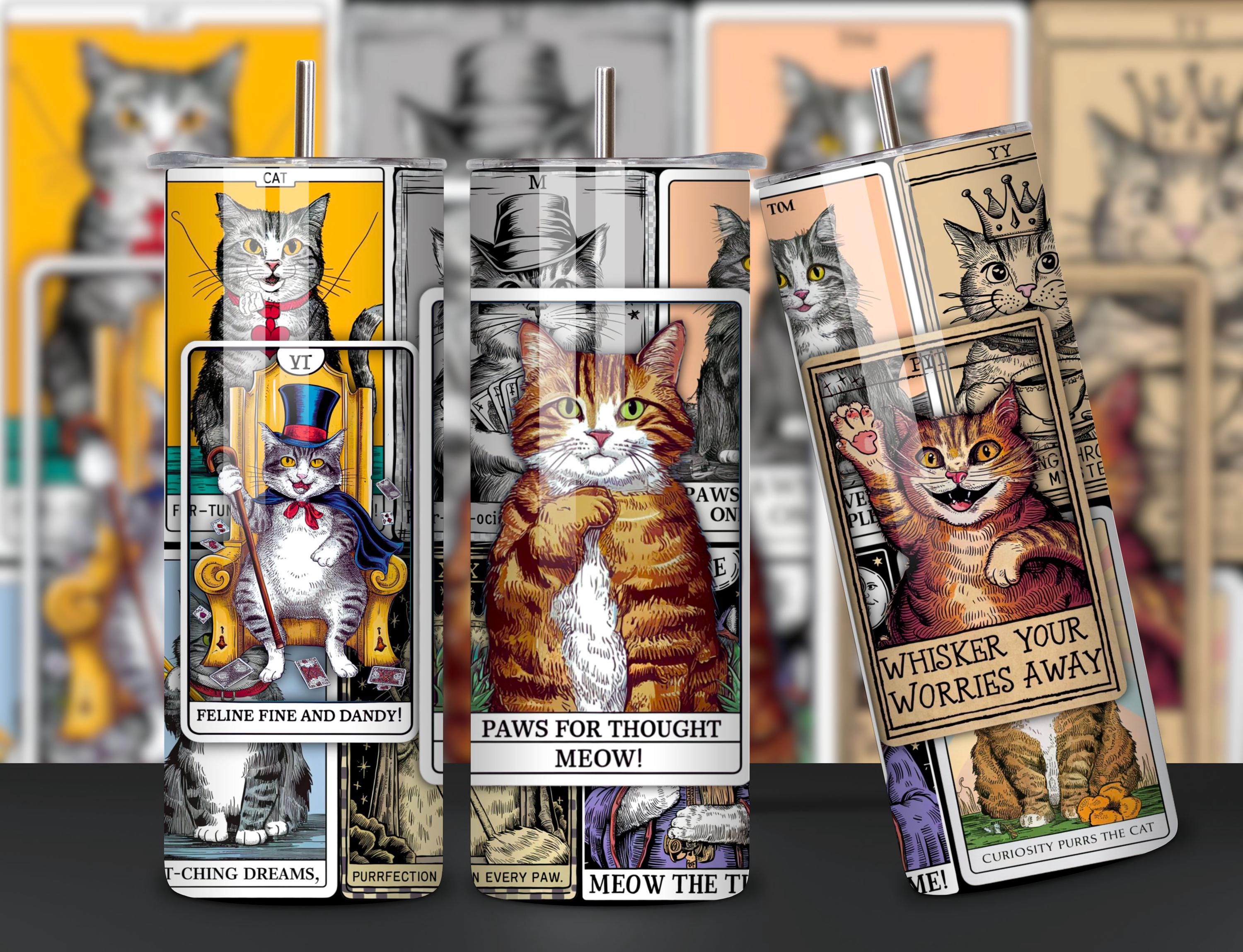 Funny Cats With Sayings Tumbler Wrap PNG File, Humorous Mystical Cat ...
