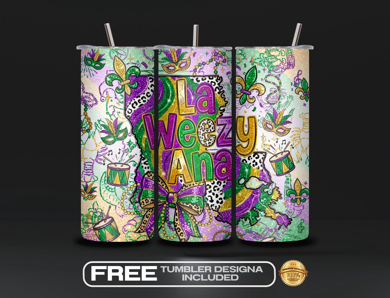 La Weezy Ana Mardi Gras Tumbler Wrap PNG, Fat Tuesday, LA Festival ...