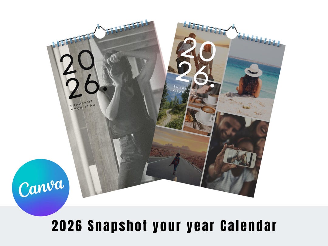 Snapshot Your Year 2026 | Photo Memory Calendar | Editable Canva ...