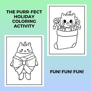Christmas Cat Coloring Pages | Cute Coloring Pages for Kids | Kitty Cat ...