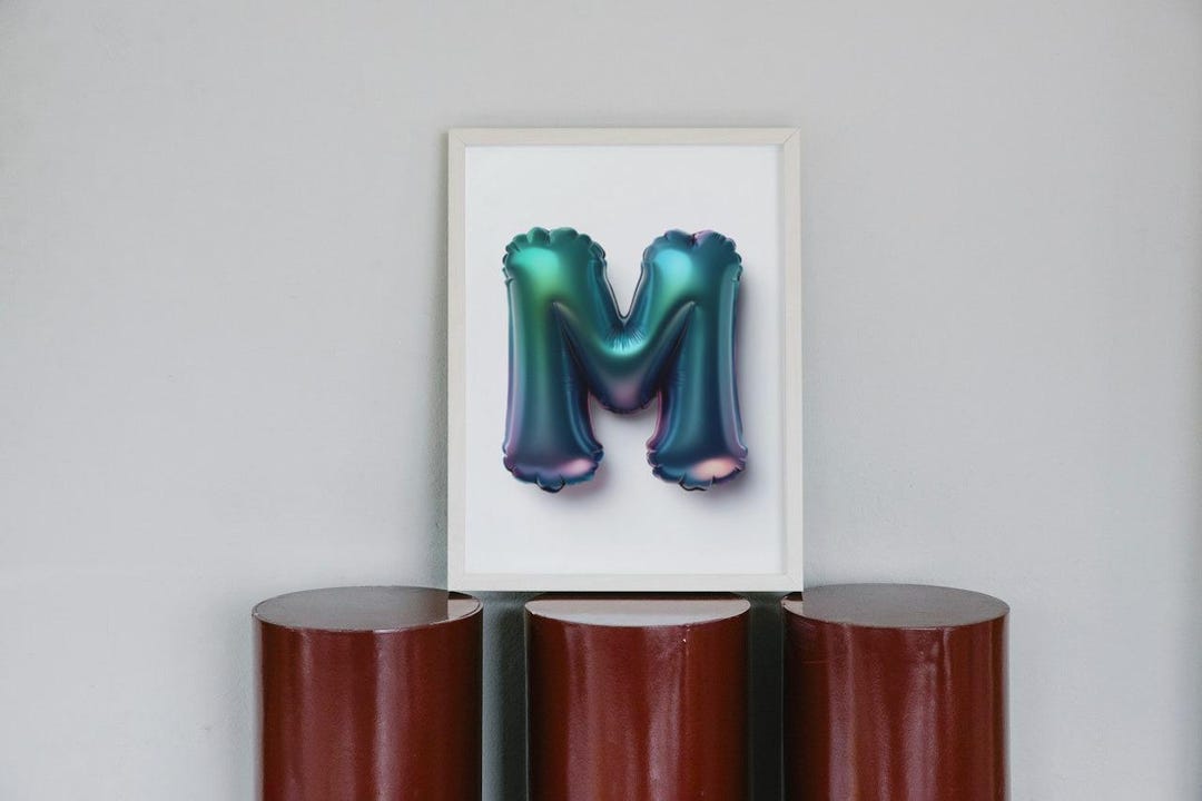 Letter M Print, Metallic Globe in Iridescent Tones,letter M Poster ...