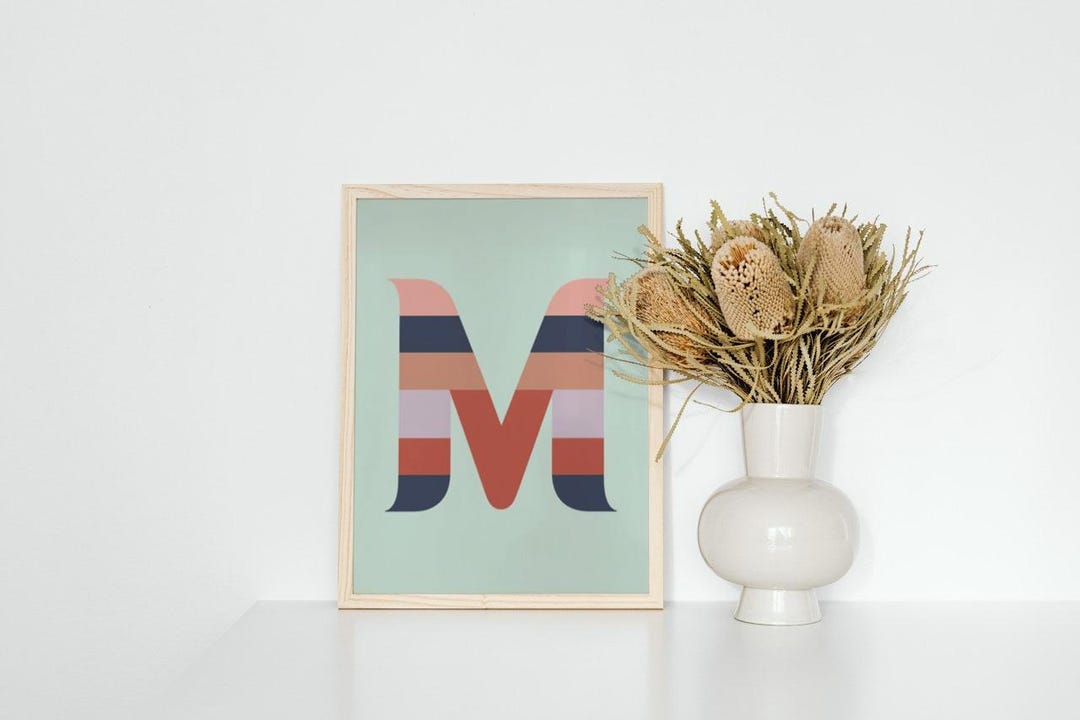 Letter M Print, Letter M Poster, Letter M Decor, Modern Typographic Art ...