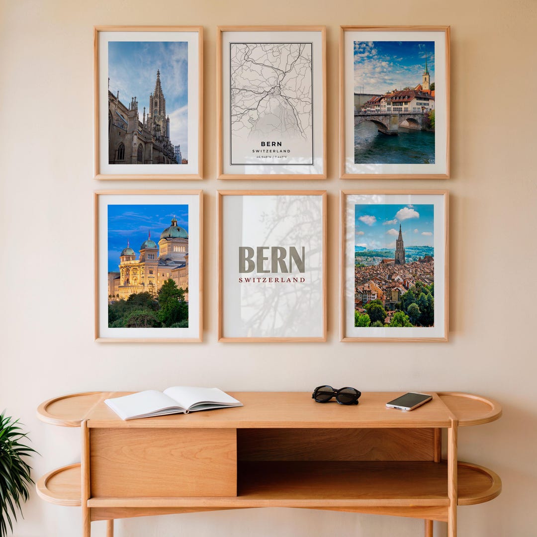 Bern Poster Set of 6, Bern Swiss Art, Bern Switzerland Art, Bern City ...