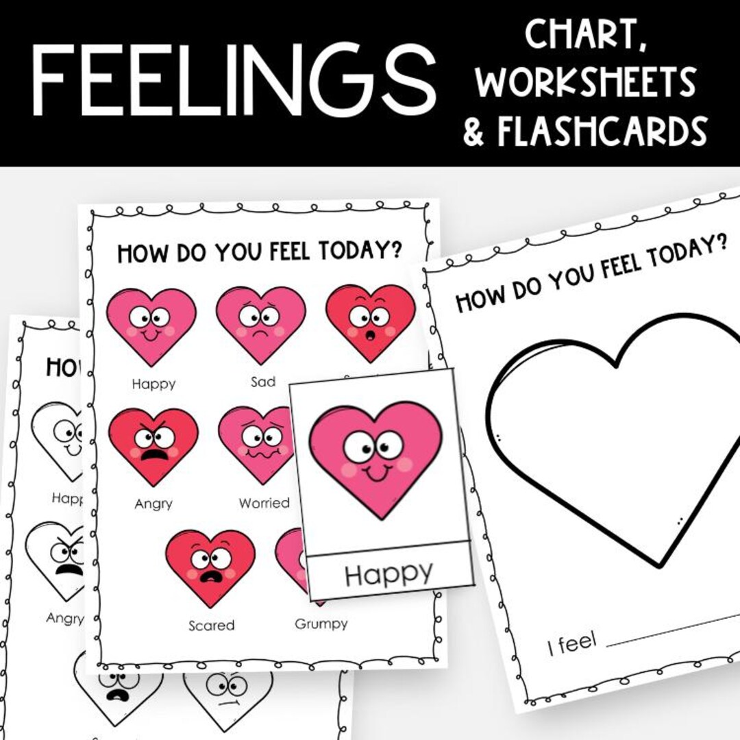 Heart Feelings Check in Chart, Valentines Emotions SEL Flashcards ...