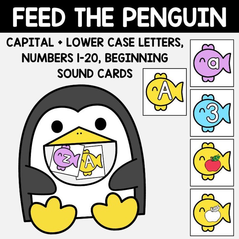 Feed the Penguin, Arctic Animals Sensory Bin Cards, Preschool Sensory ...