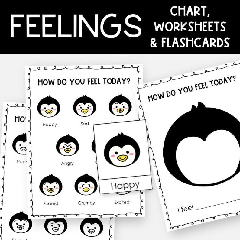 Penguin Feelings Check in Chart, Winter Emotions SEL Flashcards ...