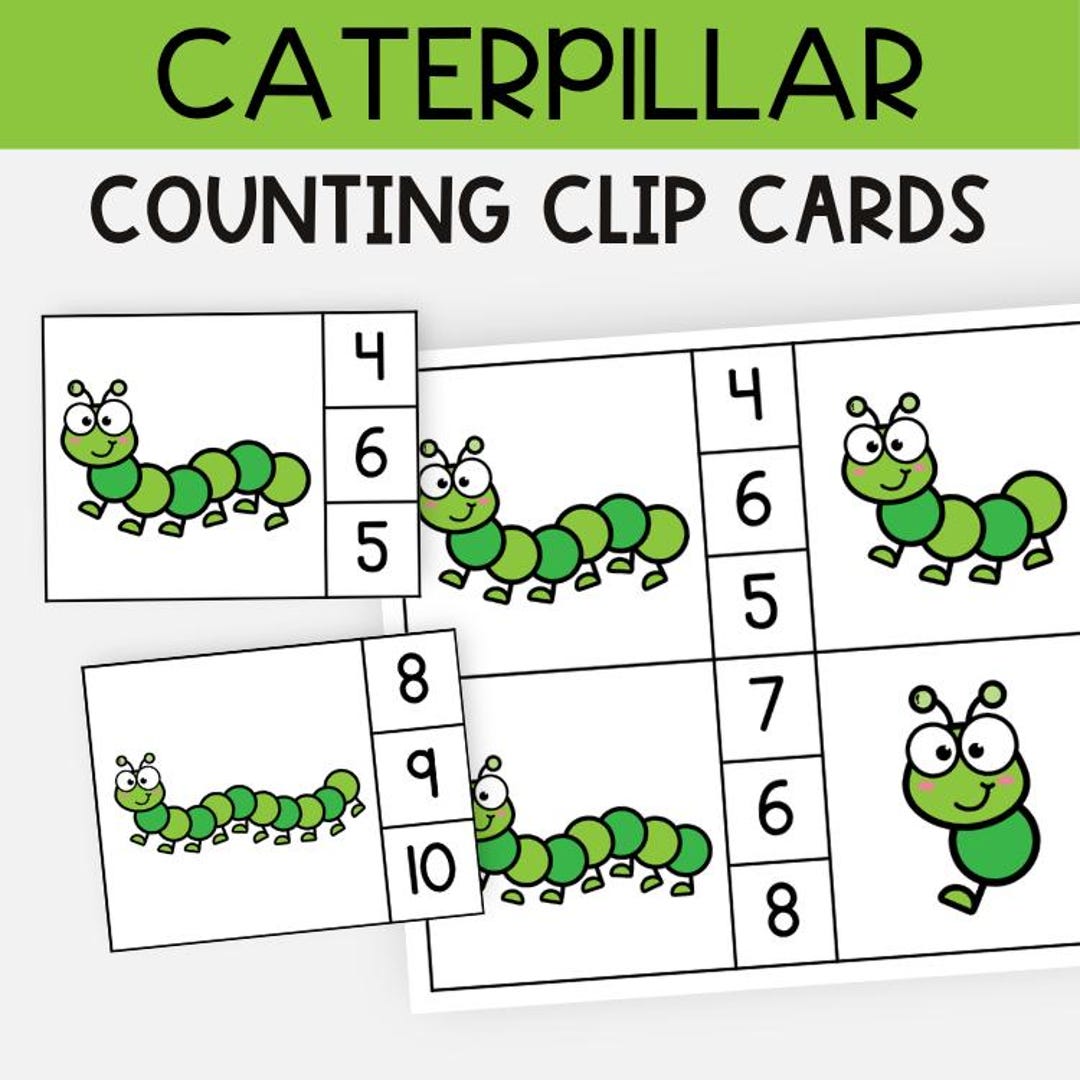 Spring Counting Clip Cards, Caterpillar Count and Clip Math Activity ...