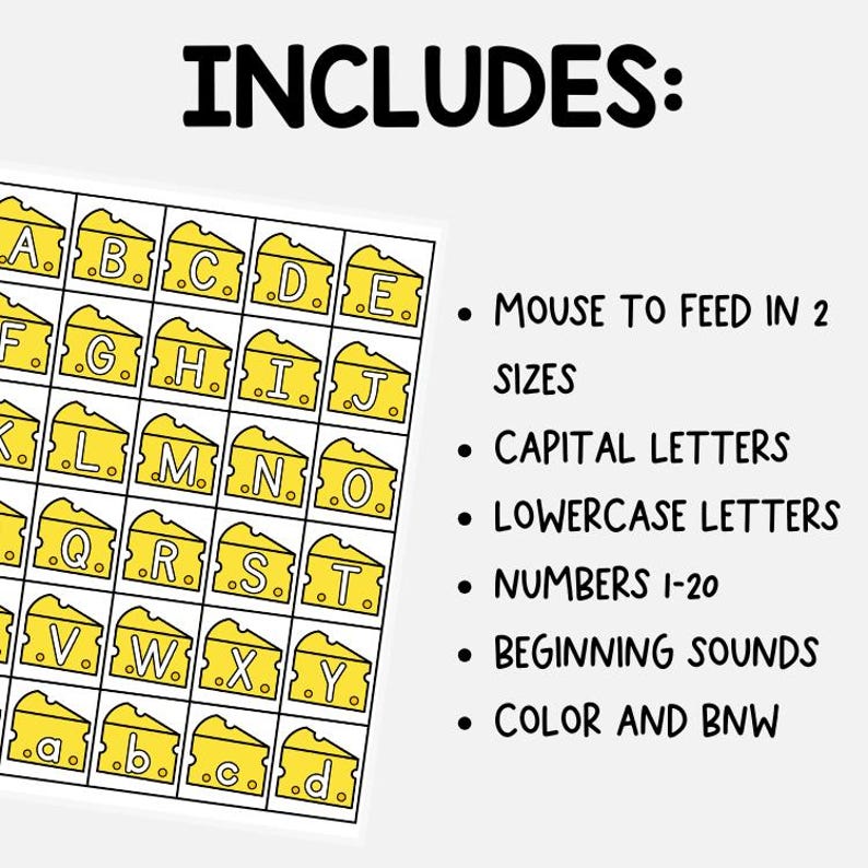Feed the Mouse, Preschool Sensory Bin Cards, Printable Pet Feeding ...