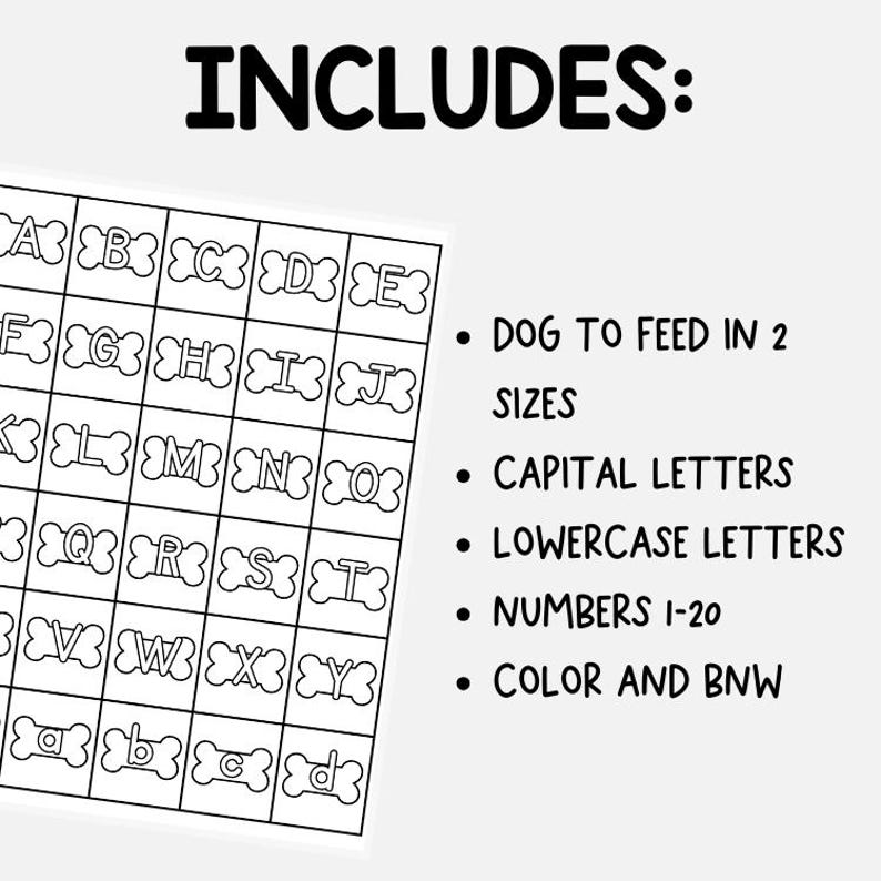 Feed the Dog, Preschool Sensory Bin Cards, Printable Pet Feeding ...