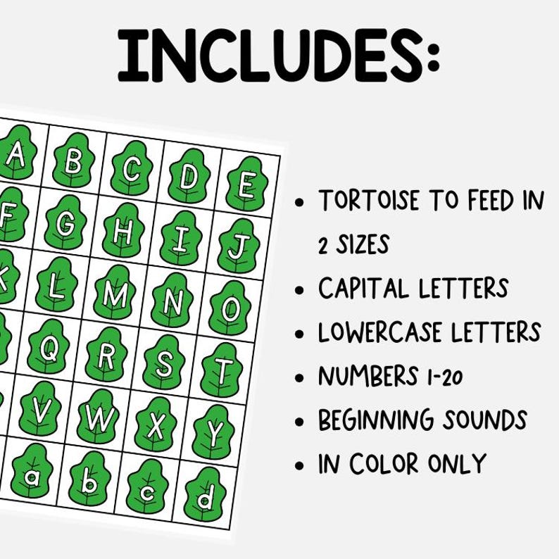 Feed the Tortoise, Preschool Sensory Bin Cards, Printable Pet Feeding ...