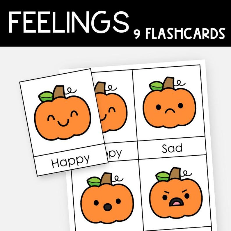 Pumpkin Feelings Check in Chart, Fall Emotions SEL Flashcards ...