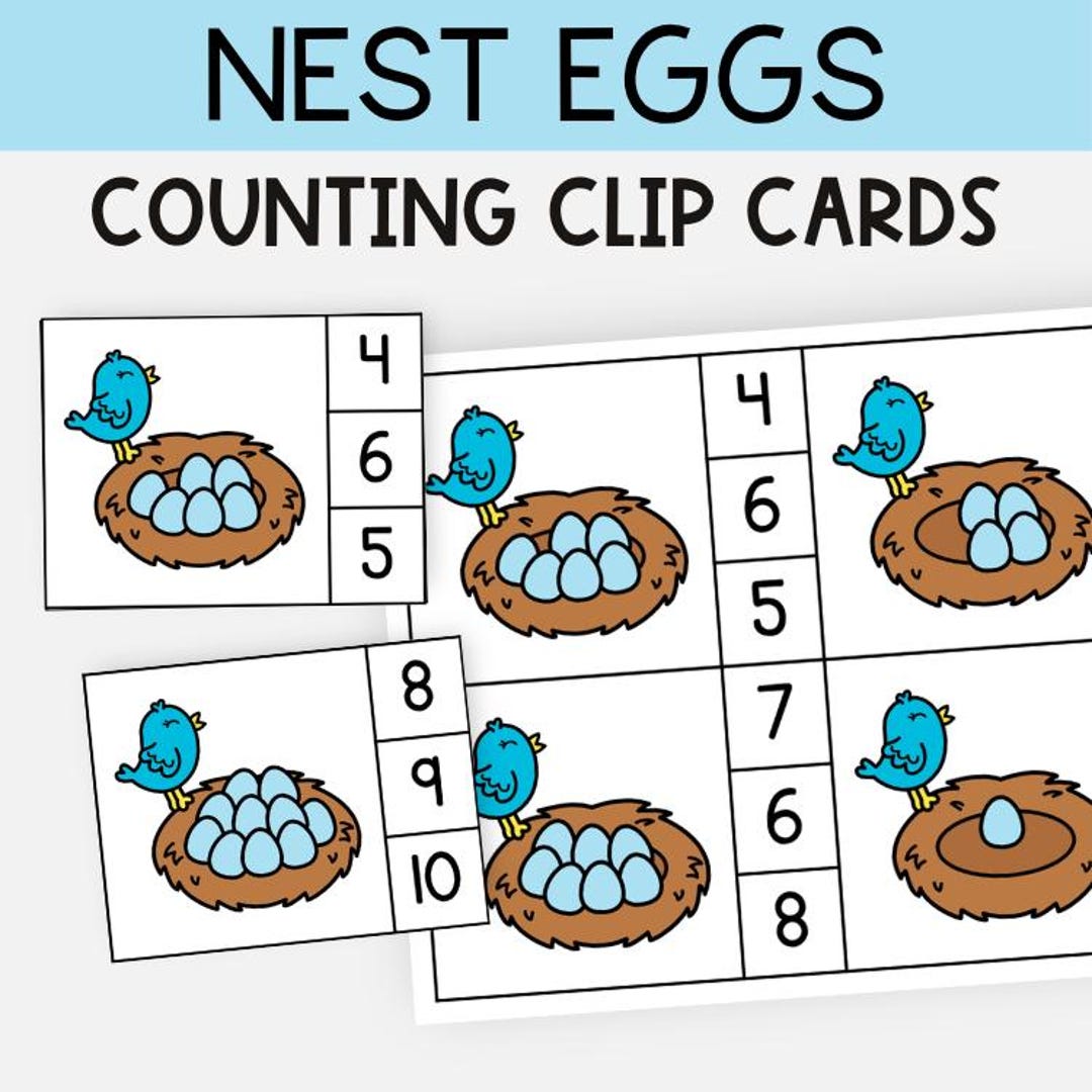 Spring Counting Clip Cards, Bird Eggs Count and Clip Math Activity ...