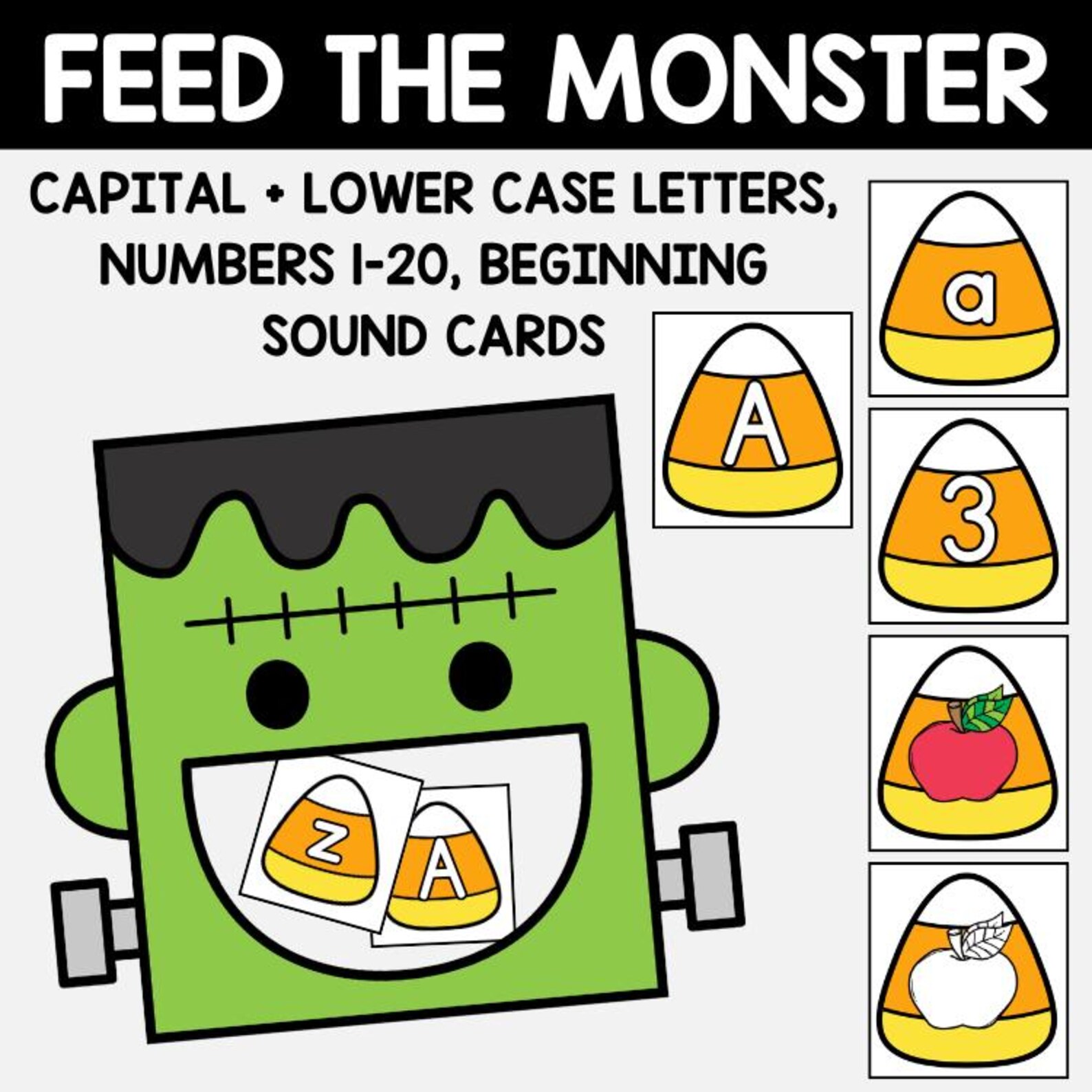 Feed the Monster, Halloween Sensory Bin Cards, Fall Preschool Sensory ...
