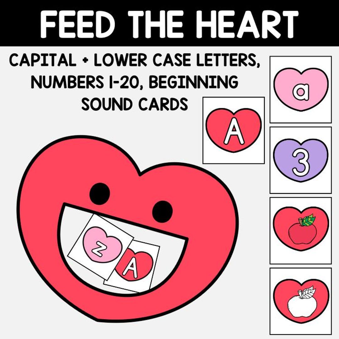 Feed the Heart, Valentines Sensory Bin Cards, February Preschool ...