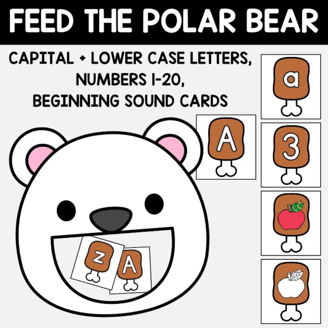 Feed the Polar Bear, Arctic Animals Sensory Bin Cards, Preschool ...
