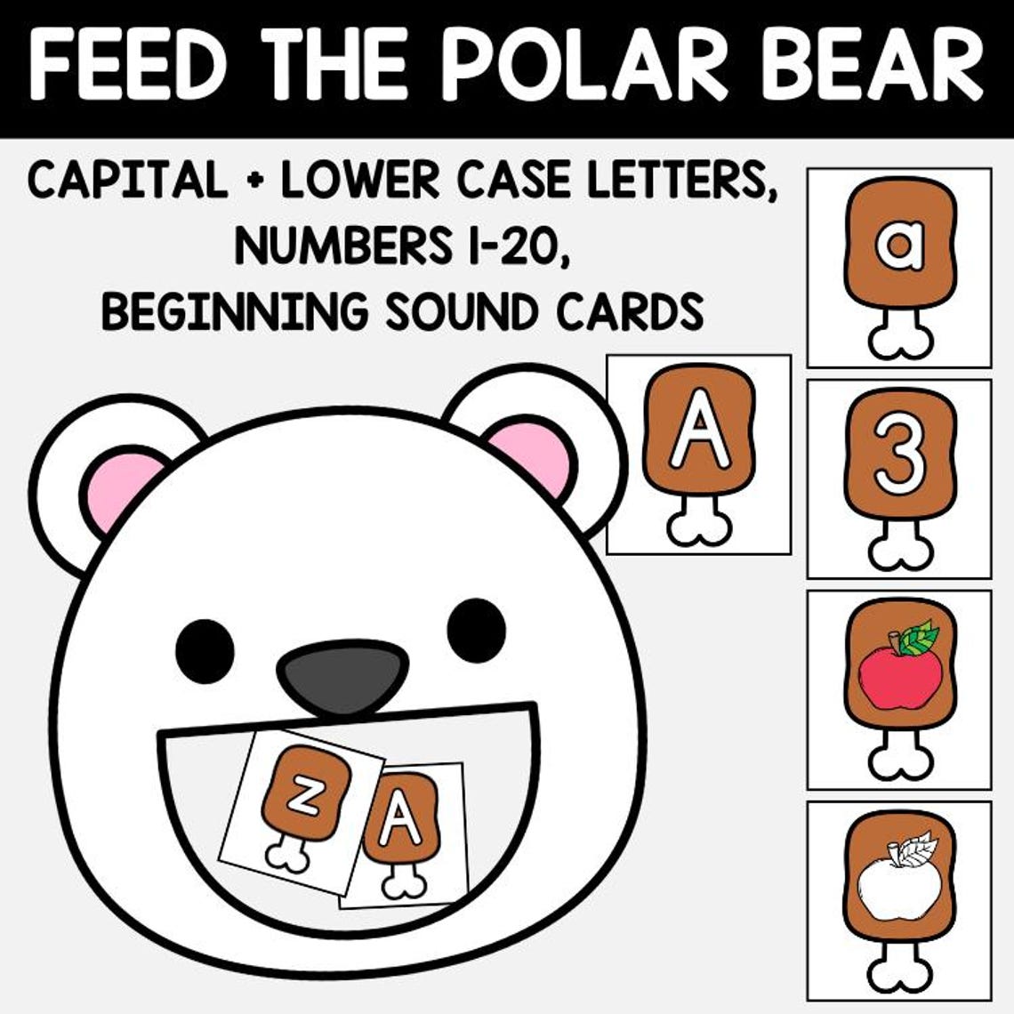 Feed the Polar Bear, Arctic Animals Sensory Bin Cards, Preschool ...