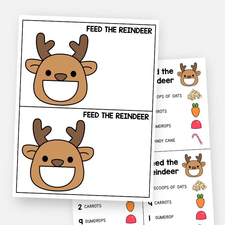 Feed the Reindeer, 16 Christmas Sensory Bin Recipe Cards, Holiday ...