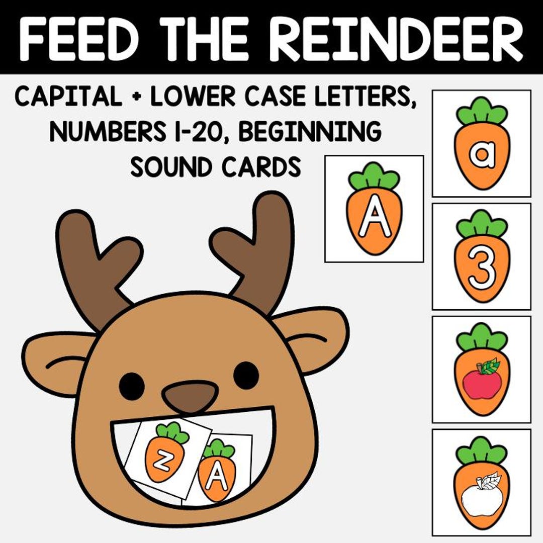 Feed the Reindeer, Christmas Sensory Bin Cards, Preschool Sensory Play ...