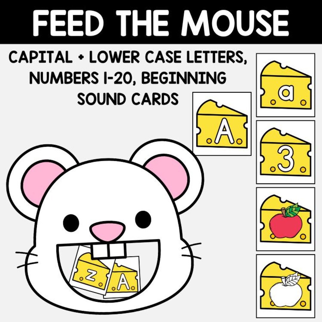 Feed the Mouse, Preschool Sensory Bin Cards, Printable Pet Feeding ...