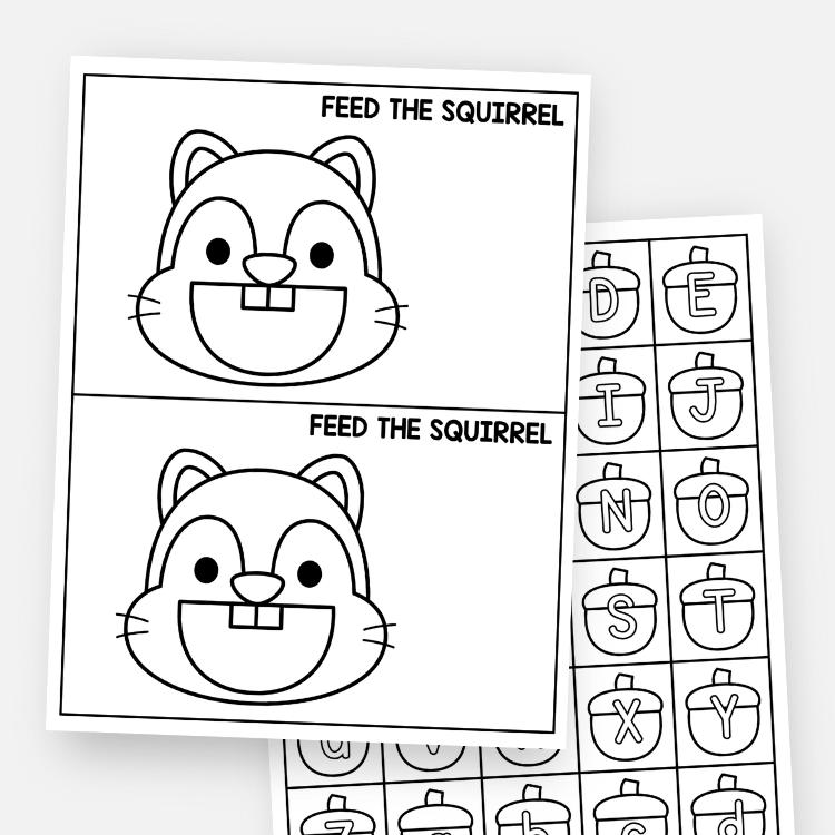 Feed the Squirrel, Preschool Sensory Bin Cards, Fall Sensory Play ...