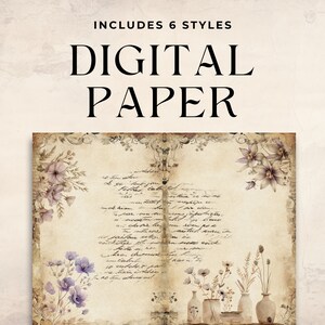 Boho Gingham Junk Journal, Watercolor Lilac Vintage Papers, 6 Digital ...