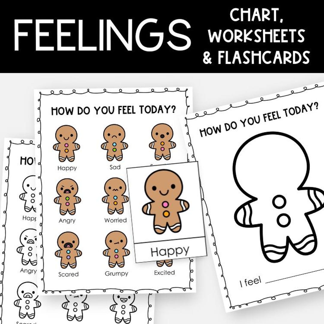 Gingerbread Feelings Check in Chart, Christmas Emotions SEL Flashcards ...
