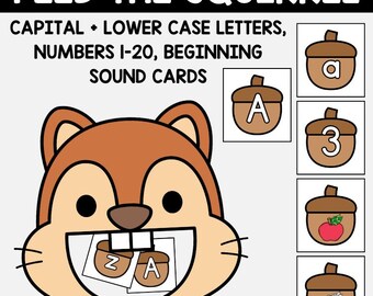 Feed the Squirrel, Preschool Sensory Bin Cards, Fall Sensory Play ...