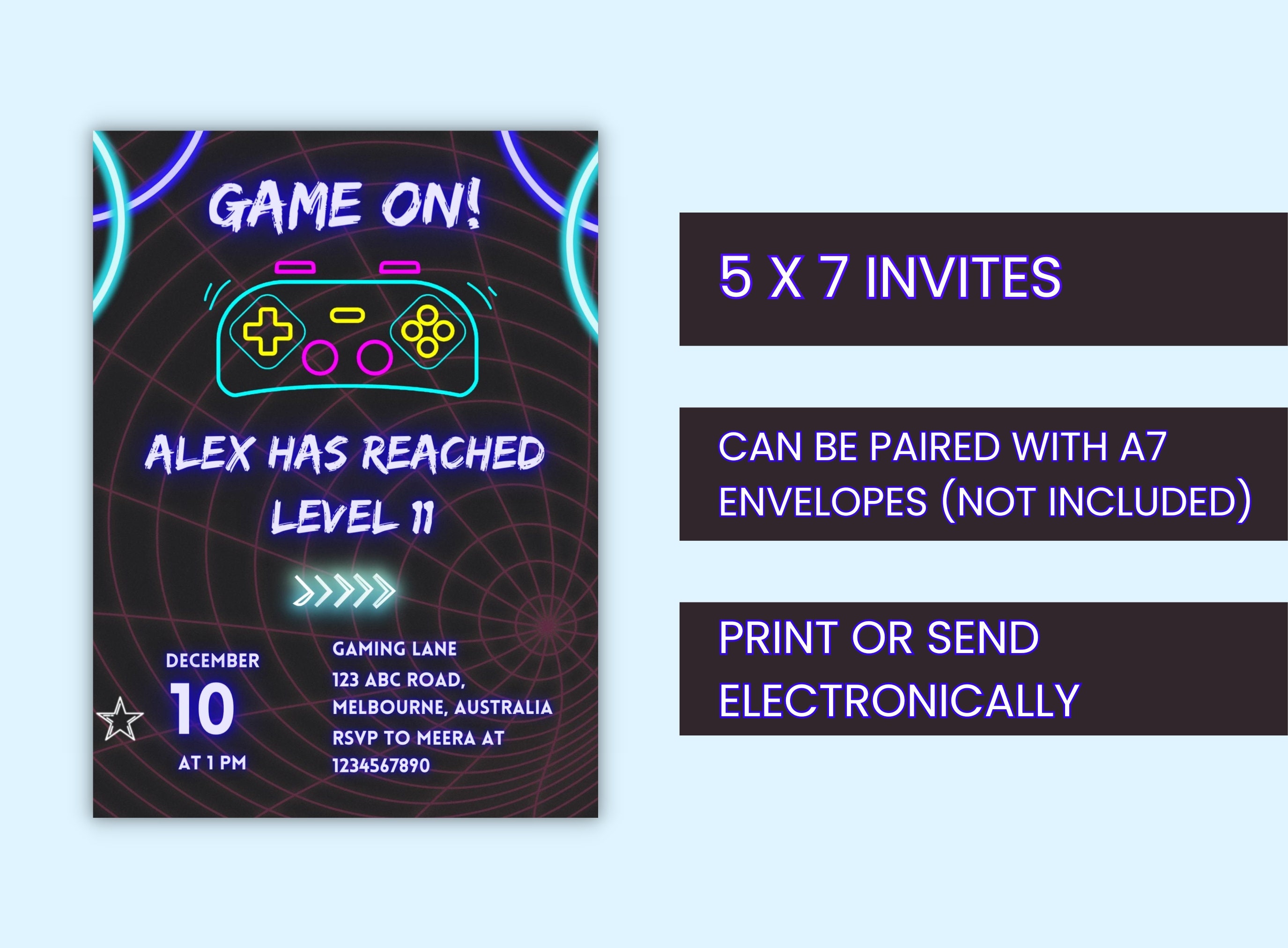Editable Video Game Party Invitation Gamer Boy Birthday - Etsy