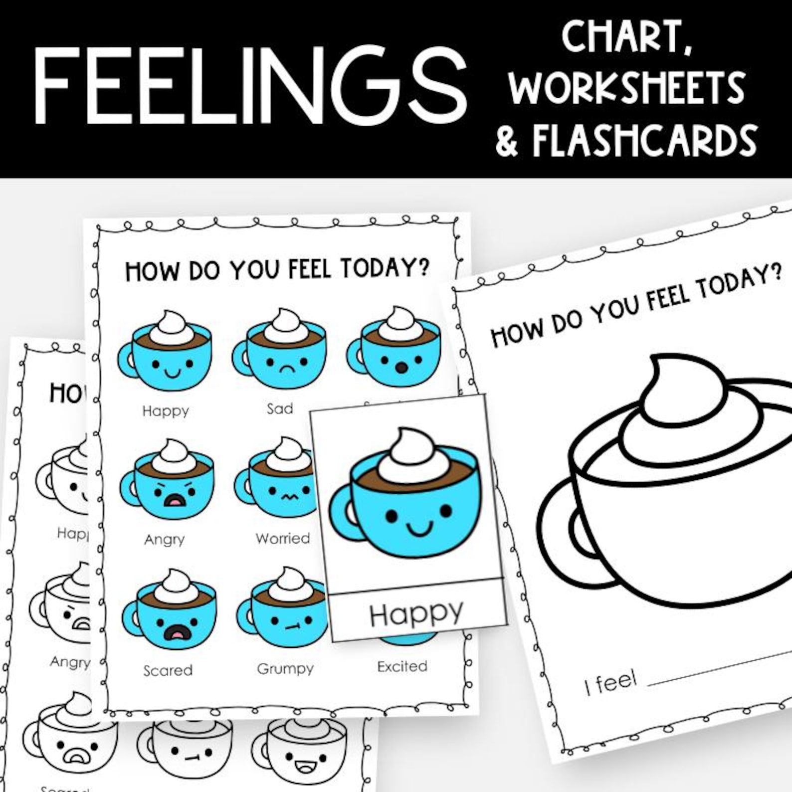 Hot Chocolate Feelings Check in Chart, Winter Emotions SEL Flashcards ...