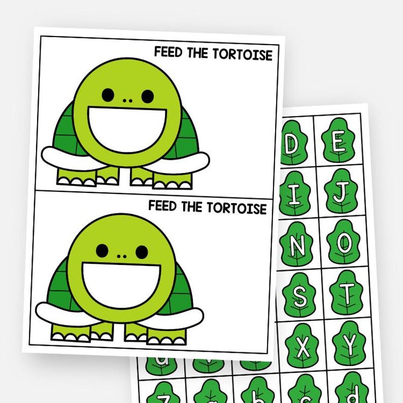 Feed the Tortoise, Preschool Sensory Bin Cards, Printable Pet Feeding ...