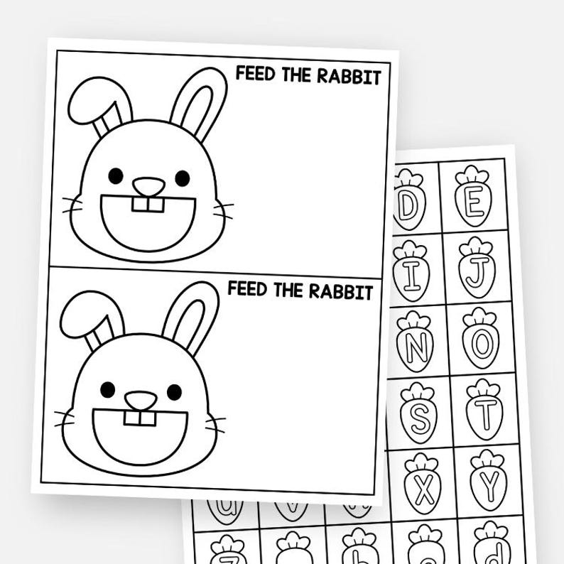 Feed the Rabbit, Preschool Sensory Bin Cards, Printable Pet Feeding ...
