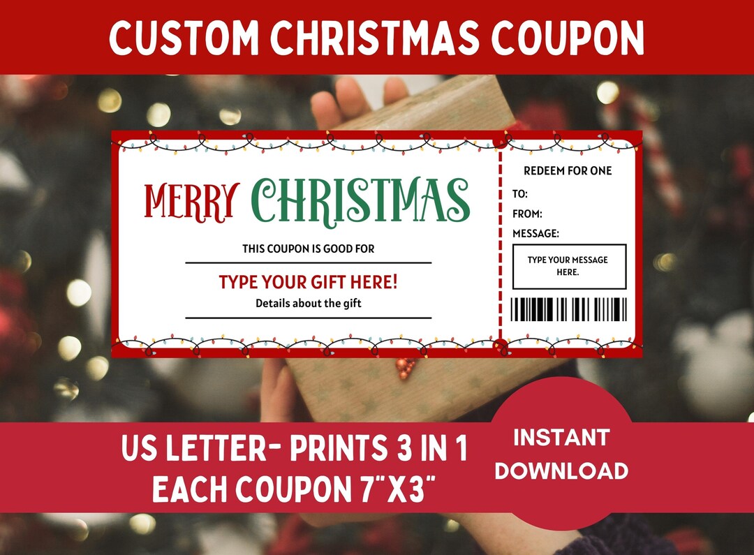 Editable Christmas Coupon Template, Printable Tickets, DIY Coupon Book ...