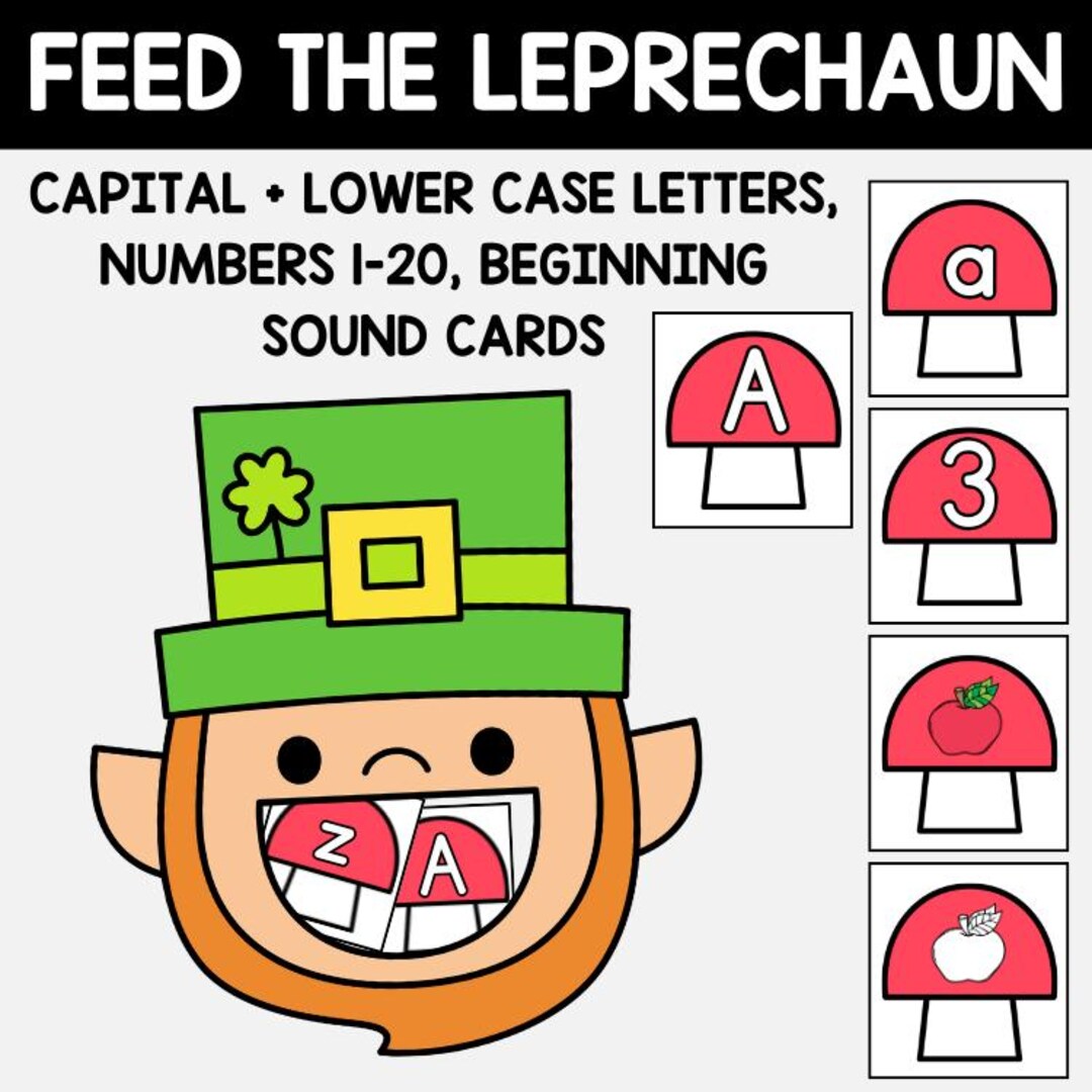 Feed the Leprechaun, St Patricks Sensory Bin Cards, March Preschool ...