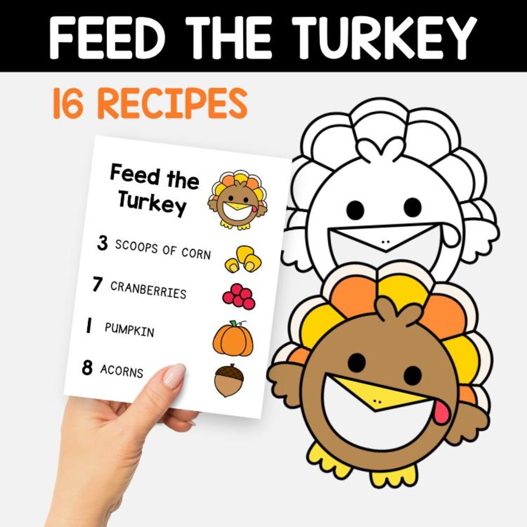 Feed the Turkey, 16 Thanksgiving Sensory Bin Recipe Cards, Fall ...