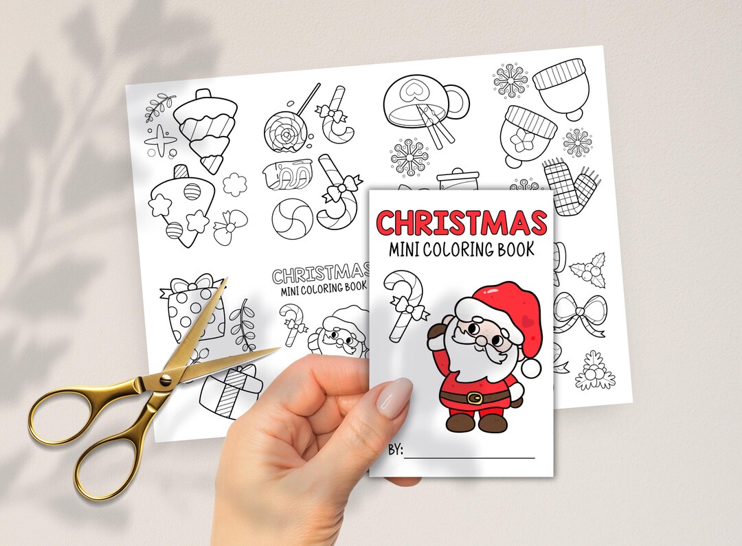 Christmas Coloring Page, Mini Coloring Book, Stocking Fillers, Easy ...