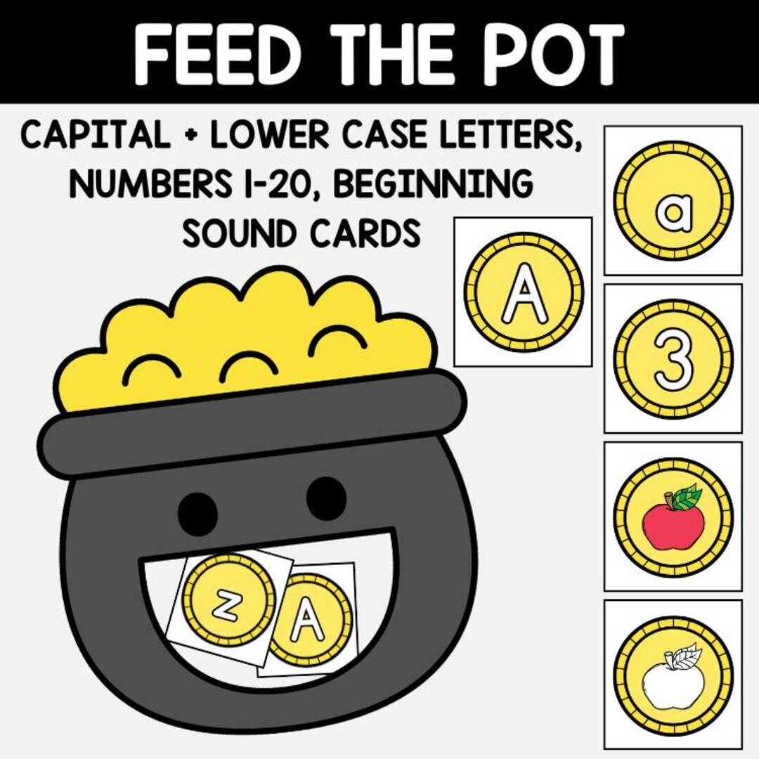 Feed the Pot of Gold, St Patricks Sensory Bin Cards, March Preschool ...