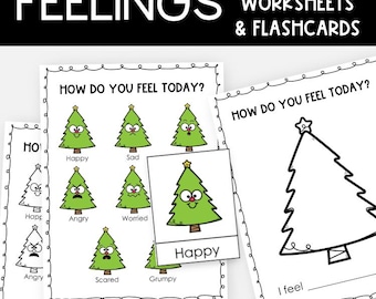 Christmas Tree Feelings Check in Chart, Emotions SEL Flashcards ...