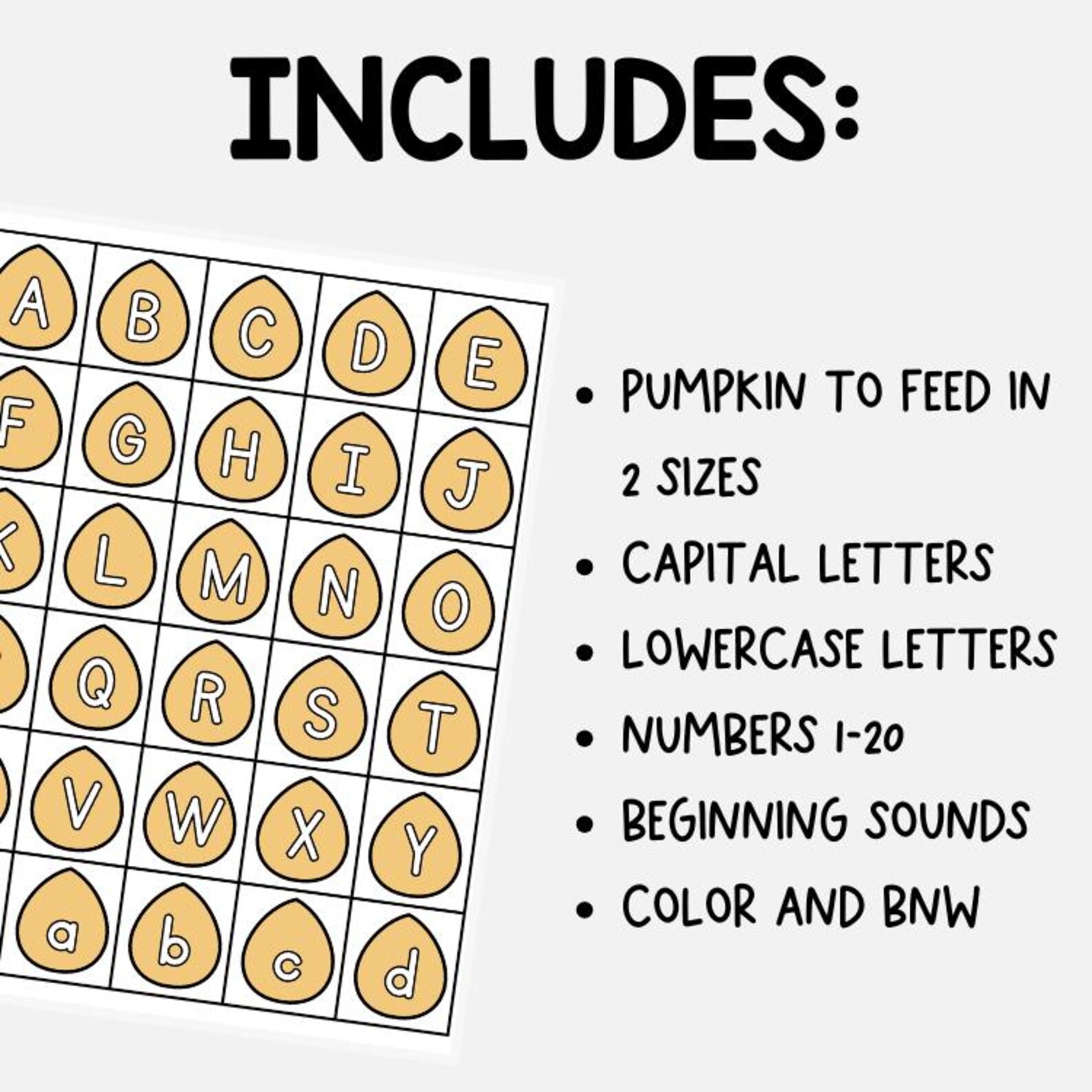 Feed the Pumpkin, Preschool Sensory Bin Cards, Fall Sensory Play ...
