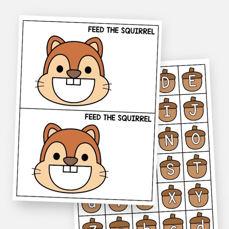 Feed the Squirrel, Preschool Sensory Bin Cards, Fall Sensory Play ...