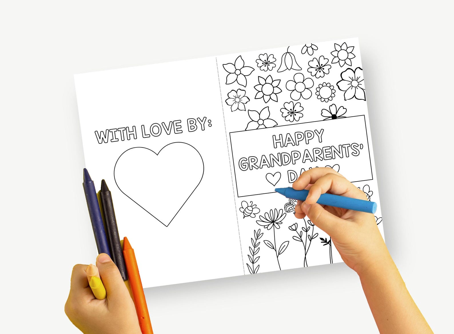 Grandparents Day Printable, Grandparents Craft, DIY Coloring Card, Gift ...