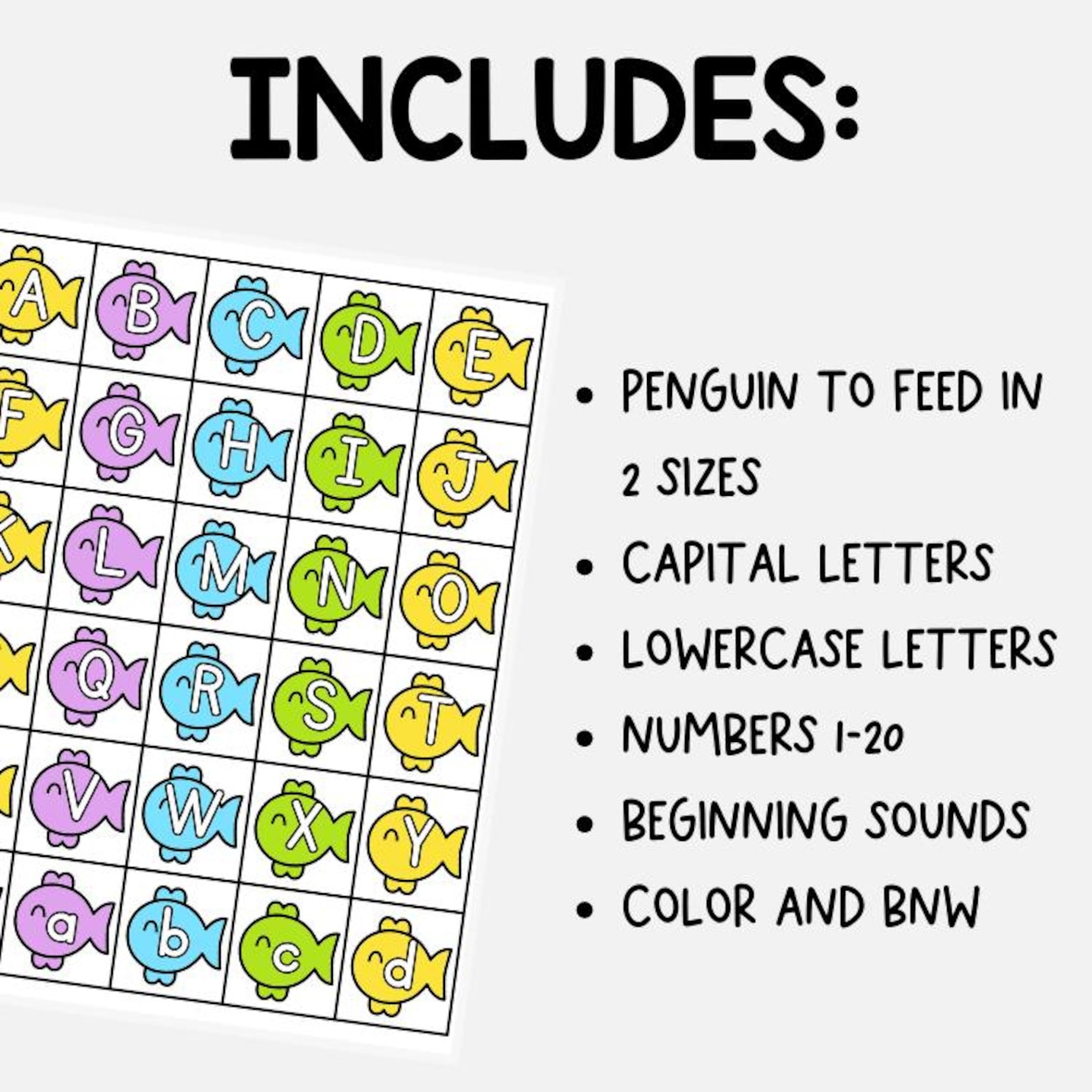 Feed the Penguin, Arctic Animals Sensory Bin Cards, Preschool Sensory ...